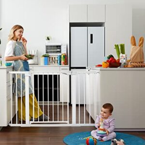 Mumeasy Baby Gate Extra Wide, 29.5"- 51.5" Pressure Mounted Dog Gate with Walk Through Door, Auto Close Pet Gate for Stairs,Doorways,House