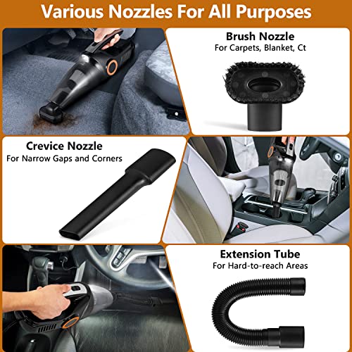 YEAHCO Car Vacuum Cordless Rechargeable, 4-in-1 10000Pa Car Vacuum Cleaner High Power Portable Vacuum Cleaner for Car, Mini Vacuum Handheld Vacuum Wet Dry Vacuum Cleaner for Car (black2)