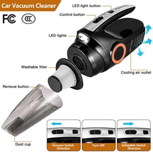 YEAHCO Car Vacuum Cordless Rechargeable, 4-in-1 10000Pa Car Vacuum Cleaner High Power Portable Vacuum Cleaner for Car, Mini Vacuum Handheld Vacuum Wet Dry Vacuum Cleaner for Car (black2)