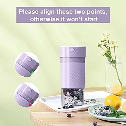 Lamar Portable Blender, Personal Size Blender for Smoothies, Juice and Shakes, Mini Blender with Powerful Motor 2000mAh Rechargeable Battery, Six Blades, 300ml, for Home, Travel, Office, Outdoor(Purple)