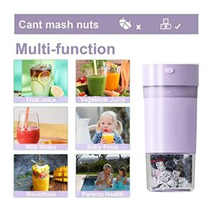 Lamar Portable Blender, Personal Size Blender for Smoothies, Juice and Shakes, Mini Blender with Powerful Motor 2000mAh Rechargeable Battery, Six Blades, 300ml, for Home, Travel, Office, Outdoor(Purple)