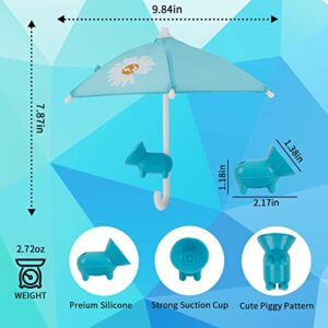 Cute phone Umbrella for Sun, Universal Adjustable Piggy Phone Sun Shade Cover, Fashion Stand Sun Visor with Silicone Suction Cup Mount Cell Phone Holder, Anti-Refection Glare Sun Shield(SkyBlue)