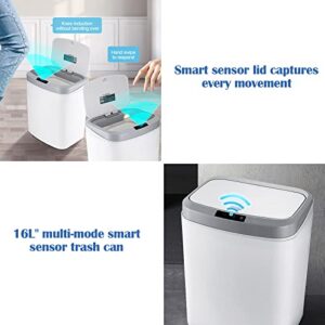 F FINEC 16L Automatic Touchless Trash Can, Motion Sensor Trash Can Smart Garbage Can with Lid for Kitchen Bathroom Bedroom Living Room Office