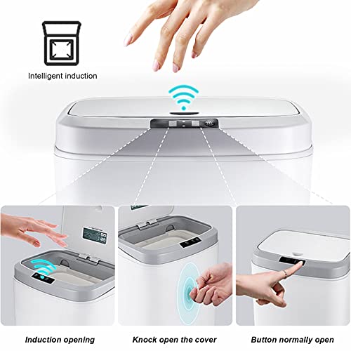 F FINEC 16L Automatic Touchless Trash Can, Motion Sensor Trash Can Smart Garbage Can with Lid for Kitchen Bathroom Bedroom Living Room Office