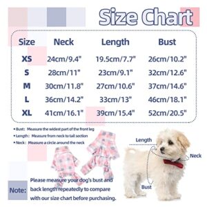 OUOBOB Dog Pajamas for Small Dogs, Pet Clothes Jumpsuit 4 Legs Dog Bosysuit Stretchy Puppy Onesies Breathable & Soft Dog Pjs Warm Apparel Classic Plaid Doggie Shirts Puppy Rompers Sleepwear