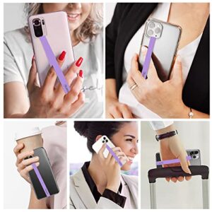 UKON Silicone Phone Grip,2022 Upgrade 2 PCS Phone Strap Reusable Hand Finger Holder with Three Short Silicone Strips DIY Combination to Fit 4.7"-7" Most Smart Phone Case (Black+Purple)