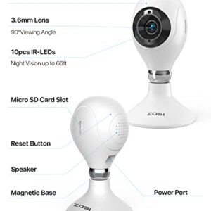 ZOSI C611 2K WiFi Indoor Home Security Camera for Baby Monitor/Nanny/Pet Cam with Phone app,Night Vision,2-Way Audio,Motion Detection,Cloud & SD Card Storage,Works with Alexa,24/7 Surveillance