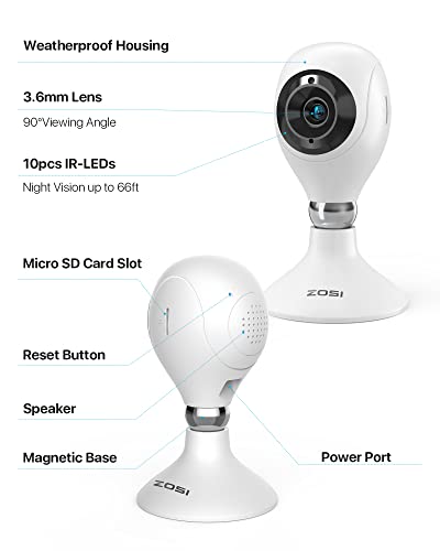 ZOSI C611 2K WiFi Indoor Home Security Camera for Baby Monitor/Nanny/Pet Cam with Phone app,Night Vision,2-Way Audio,Motion Detection,Cloud & SD Card Storage,Works with Alexa,24/7 Surveillance