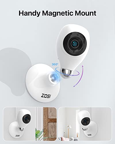 ZOSI C611 2K WiFi Indoor Home Security Camera for Baby Monitor/Nanny/Pet Cam with Phone app,Night Vision,2-Way Audio,Motion Detection,Cloud & SD Card Storage,Works with Alexa,24/7 Surveillance