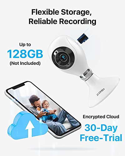 ZOSI C611 2K WiFi Indoor Home Security Camera for Baby Monitor/Nanny/Pet Cam with Phone app,Night Vision,2-Way Audio,Motion Detection,Cloud & SD Card Storage,Works with Alexa,24/7 Surveillance