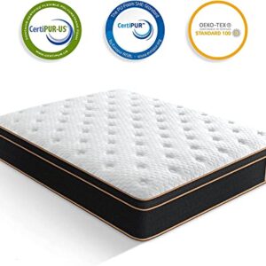 BedStory Twin Mattress in a Box 12 Inch Gel Memory Foam Hybrid Mattress, Individual Pocket Springs Bed for Motion Isolation & Pain Relief, Enhanced Cooling Bamboo Charcoa Infused, Medium Firm