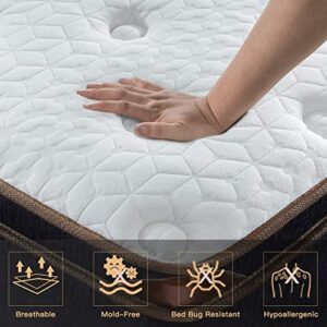 BedStory Twin Mattress in a Box 12 Inch Gel Memory Foam Hybrid Mattress, Individual Pocket Springs Bed for Motion Isolation & Pain Relief, Enhanced Cooling Bamboo Charcoa Infused, Medium Firm