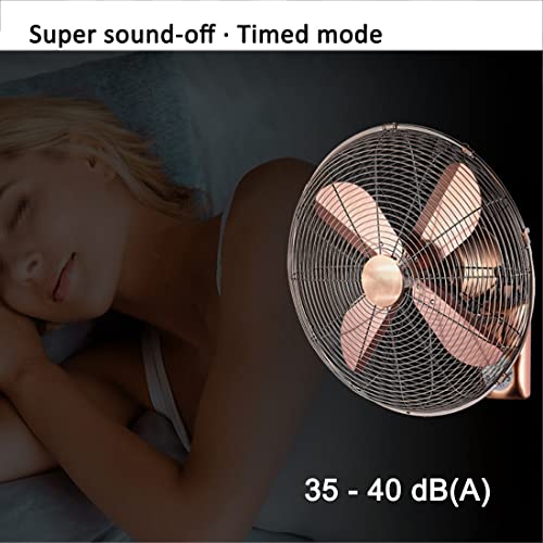 USGitke Wall-Mounted Fan with Remote Control 16 Inch/18 Inch Low Noise Three-Speed Adjustable Retro Fan (Color : Bronze, Size : 18In(50 X 55 * 30cm))