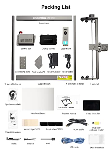 ATOMSTACK Laser Engraver S10 Pro, 10W Output Power Engraving Cutting Machine with 0.06 * 0.08mm Dual Compressed Spot for Wood and Metal, Acrylic, Leather, Black