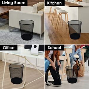 SHSYCER Black Mesh Trash Cans, 10-Pack 6 Gal Mesh Office Trash Can, Open Metal Wire Wastebaskets, Waste Basket Trash Can for Near Desk,Recycling Garbage Container Bin for Office, Home,School