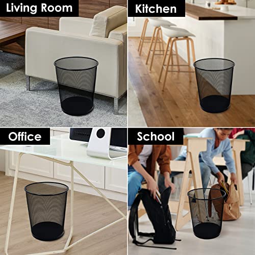 SHSYCER Black Mesh Trash Cans, 10-Pack 6 Gal Mesh Office Trash Can, Open Metal Wire Wastebaskets, Waste Basket Trash Can for Near Desk,Recycling Garbage Container Bin for Office, Home,School