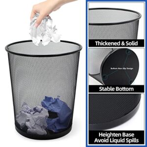 SHSYCER Black Mesh Trash Cans, 10-Pack 6 Gal Mesh Office Trash Can, Open Metal Wire Wastebaskets, Waste Basket Trash Can for Near Desk,Recycling Garbage Container Bin for Office, Home,School