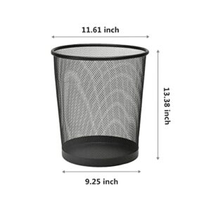 SHSYCER Black Mesh Trash Cans, 10-Pack 6 Gal Mesh Office Trash Can, Open Metal Wire Wastebaskets, Waste Basket Trash Can for Near Desk,Recycling Garbage Container Bin for Office, Home,School