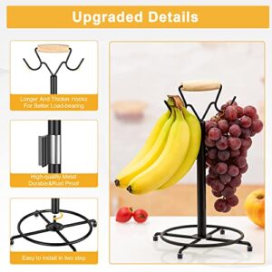 ETECHMART Banana Holder Stand，Modern Banana Hanger Tree with Double Hook Stable Fresh Fruit Grape Keeper For Kitchen Organizer Countertop Storage(Black)