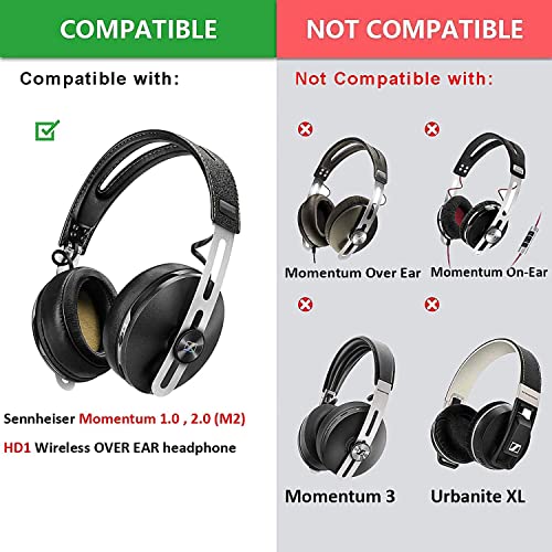 Aiivioll Compatible with Sennheiser Momentum 2.0 Ear Cushions, Isolating Headphone Cushion Memory Foam Replacement Earpads (Black+Brown Net)