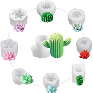 navani succulent silicone mold, cactus resin mold, candle mold silicone for diy handmade soap, candle, cake decoration - 9 pcs