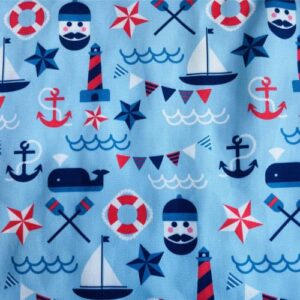 sky blue upholstery fabric by the yard, nautical fabric for home decor,starfish anchor fabric for sewing crafts, 1 yard, szruizfz