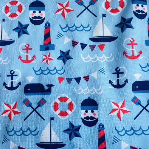 Sky Blue Upholstery Fabric by The Yard, Nautical Fabric for Home Decor,Starfish Anchor Fabric for Sewing Crafts, 1 Yard, SZRUIZFZ