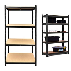 metal storage rack 4-tier adjustable shelves, black steel garage storage shelves 2000lbs total capacity, 63" height x 31" width x 16" depth