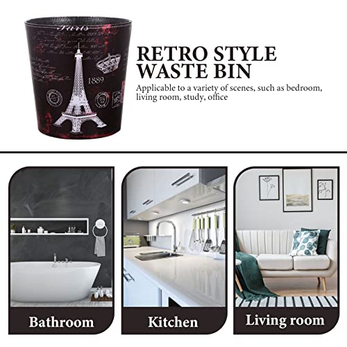 GANAZONO Rubbish Bin Trash Can Leather Wastebasket European Style Trash Bin Counter Top Garbage Container Bin Uncovered Waste Can for Bathroom Kitchen Home Office Waste Paper Basket