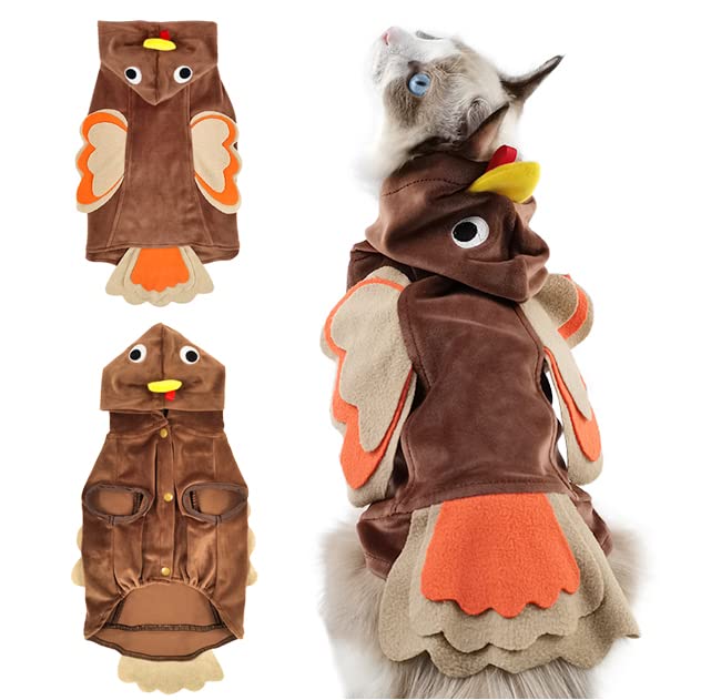 Hotumn Turkey Dog Costume Thanksgiving Dogs Clothes Softable Puppy Hoodie Halloween Party Dog Costume Easy-to-Wear for Small Medium Dogs and Cats (Small)