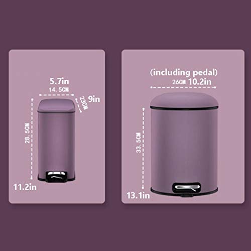 NENYAO Indoor Garbage Cans Outdoor Stainless Steel Foot-Operated Fog Purple Trash Can with Lid,Blocking Smell,Waste Paper Basket,for Hotel/Home/Bedroom/Kitchen,Etc. Trash Cans for Kitchen Bedroom