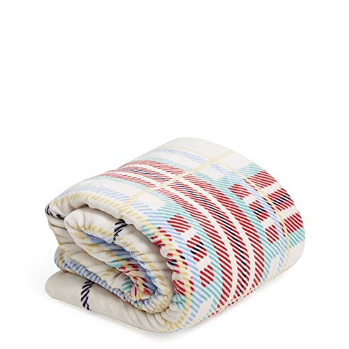 Vera Bradley Women's Fleece Cozy Life Throw Blanket, Tartan Plaid Cream, One Size