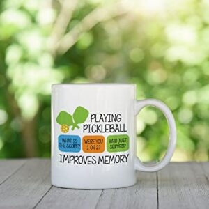 Pickleball Improves Memory Mug | Pickleball Accessories | Gift For Grandma | Gifts For Her | Mothers Day Gift | Unique Mom Gift | Gift for Pickleball Player | Pickleball Player Mug