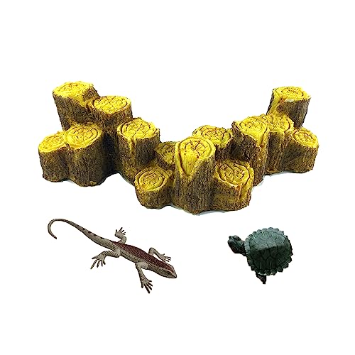 Woyrise Small Reptile Fence Decor Baby Turtle Basking Platform Climbing Ramp Shale Tortoise Dock Resting Terrace Rock Landscaping for Turtle Lizard Bearded Dragon Crested Gecko Snake-Tree Stump