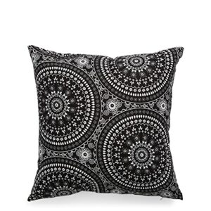 vera bradley women's cotton decorative throw pillow cover with hypoallergenic insert, black bandana medallion, one size