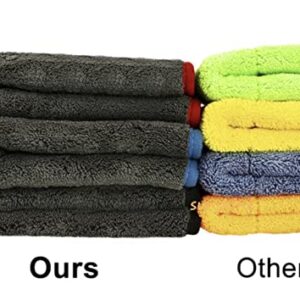 Atlas Connect 1200 GSM Ultra Thick Microfiber Towels for Cars, Soft Car Drying Towel for Washing, Polishing and Auto Detailing 16'' x 16'' (3 Pack)