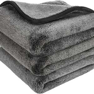 Atlas Connect 1200 GSM Ultra Thick Microfiber Towels for Cars, Soft Car Drying Towel for Washing, Polishing and Auto Detailing 16'' x 16'' (3 Pack)