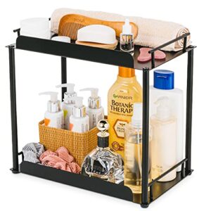 2 tier bathroom organizer countertop - bathroom countertop organizer shelf to declutter your space, sturdy bathroom counter organizer black tray, bathroom sink organizer countertop vanity organizers