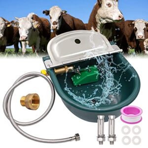 minyulua automatic livestock waterer bowl with brass float valve and 39 inch braided hose large dog water dispenser cow drinking trough for dogs horse cattle goat donkey pig