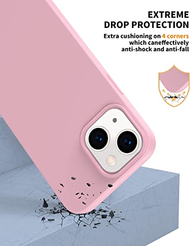 Amytor Designed for iPhone 14 Plus Case, Silicone Ultra Slim Shockproof Phone Case with Soft Anti-Scratch Microfiber Lining, [Enhanced Camera Protection] 6.7 inch (Pink)