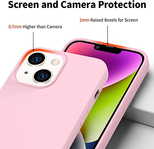 Amytor Designed for iPhone 14 Plus Case, Silicone Ultra Slim Shockproof Phone Case with Soft Anti-Scratch Microfiber Lining, [Enhanced Camera Protection] 6.7 inch (Pink)