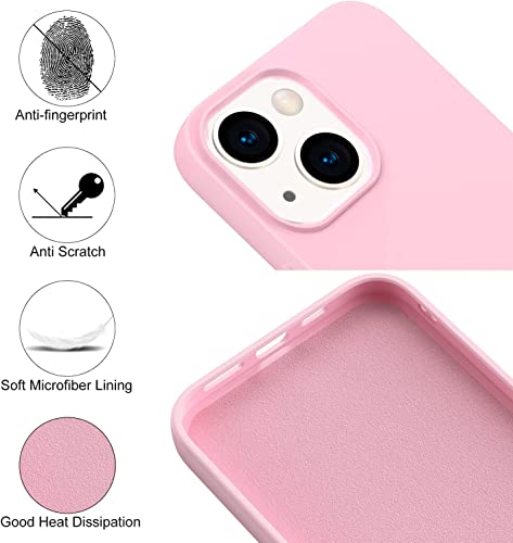 Amytor Designed for iPhone 14 Plus Case, Silicone Ultra Slim Shockproof Phone Case with Soft Anti-Scratch Microfiber Lining, [Enhanced Camera Protection] 6.7 inch (Pink)