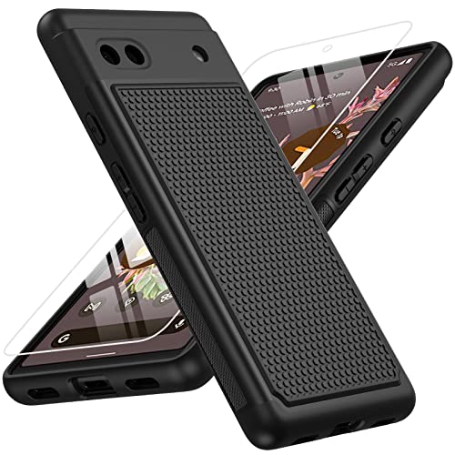 JXVM for Google Pixel 6a Phone Case: Dual Layer Protective Heavy Duty Cell Phone Cover Shockproof Rugged with Non Slip Textured Back - Military Drop Protection Bumper Tough - 6.1inch (Matte Black)