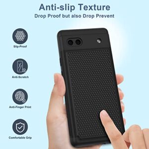 JXVM for Google Pixel 6a Phone Case: Dual Layer Protective Heavy Duty Cell Phone Cover Shockproof Rugged with Non Slip Textured Back - Military Drop Protection Bumper Tough - 6.1inch (Matte Black)