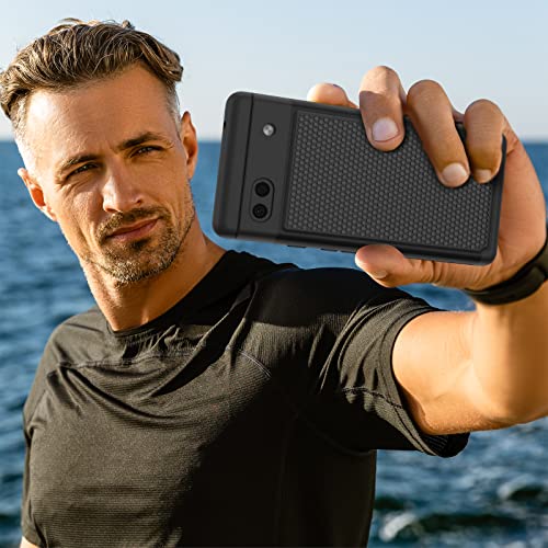 JXVM for Google Pixel 6a Phone Case: Dual Layer Protective Heavy Duty Cell Phone Cover Shockproof Rugged with Non Slip Textured Back - Military Drop Protection Bumper Tough - 6.1inch (Matte Black)