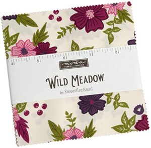 moda fabrics wild meadow charm pack by sweetfire road; 42-5'' precut fabric quilt squares (43130pp)