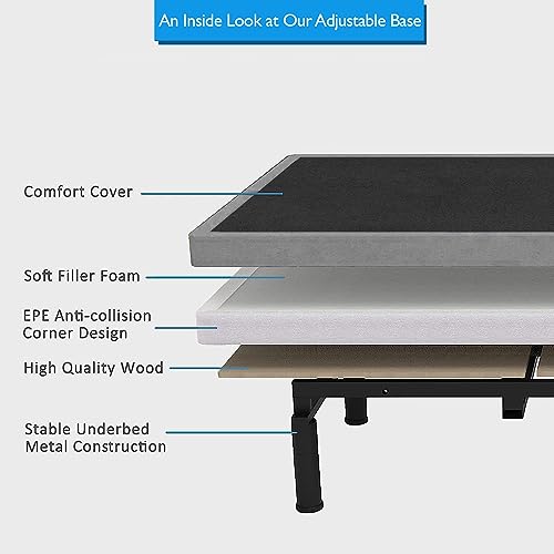 Irvine Home Collection Premium Queen Adjustable Bed Base with 12 Inch Gel Memory Foam Mattress