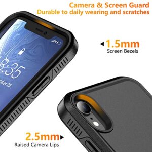 Lanteso for iPhone XR Case，[ Military Grade Drop Protection] [with 2 pcs Tempered Glass Screen Protector] [Shockproof] Heavy Duty Protection Phone Case for iPhone XR 6.1 inch-Black