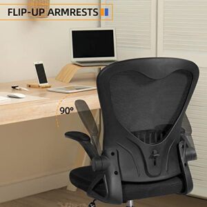 MUZII Mesh Office Chair, Ergonomic Mesh Office Chair with Lumbar Support, Desk Chair with Wheels, Task Chair with Arms Executive Office Chair for Home Office Room Black