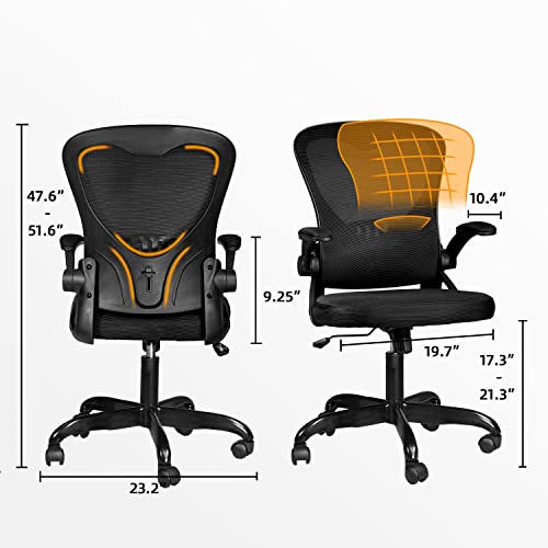 MUZII Mesh Office Chair, Ergonomic Mesh Office Chair with Lumbar Support, Desk Chair with Wheels, Task Chair with Arms Executive Office Chair for Home Office Room Black